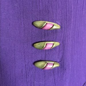 Vintage | Tops | 8s Padded Shoulder Button Accented Blouse Shirt | Poshmark